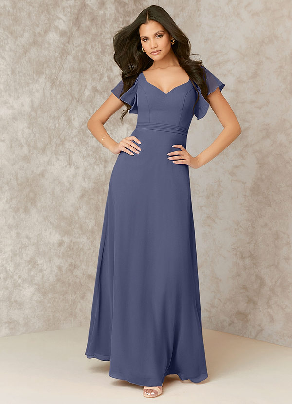 Stormy Flutter Sleeve Chiffon A-Line Dress Bridesmaid Dresses | Azazie