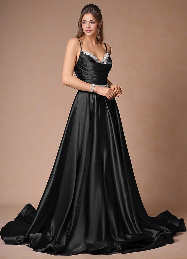 Timme Black High Slit Long Dress | Azazie