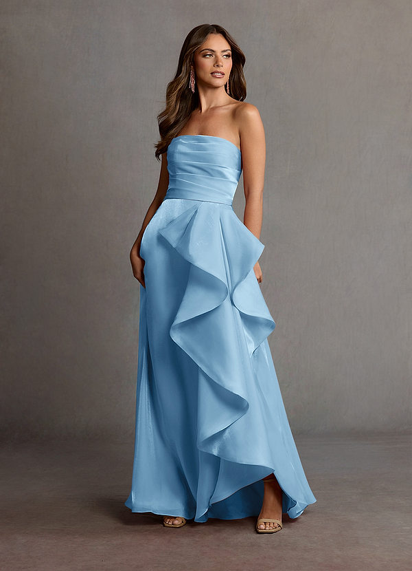 Manon Mint Blue Handkerchief Gown | Azazie UK