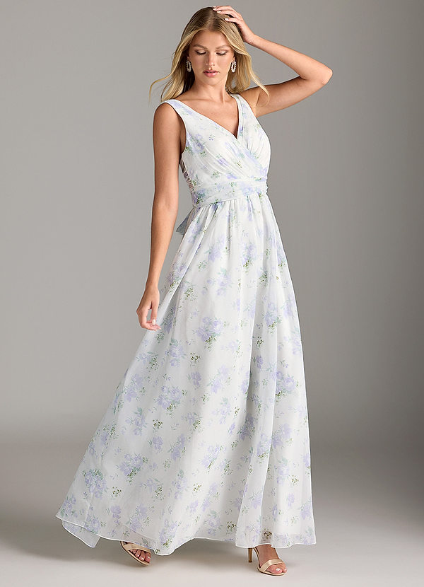 Azazie Kora Blue Vintage Floral Bridesmaid Dresses | Azazie CA