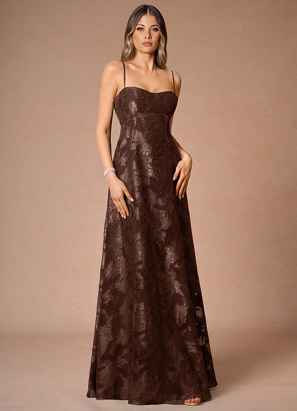 Thalyn Mocha Coco Long Prom Dress | Azazie