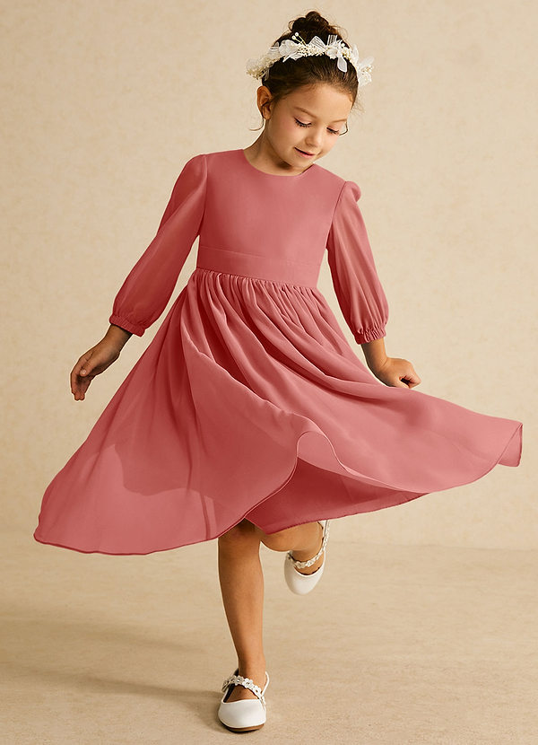 Azazie Lolo Antique Rose A-Line with Sleeves Chiffon Dress | Azazie UK