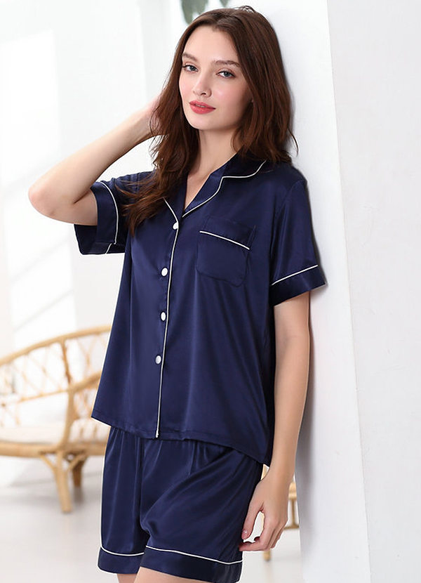 Dark Navy Satin Bridesmaid Robe Set Robes | Azazie