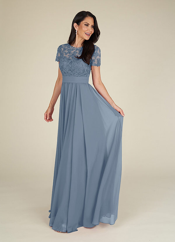 Azazie Annette Twilight A-Line Lace Chiffon Dress | Azazie CA