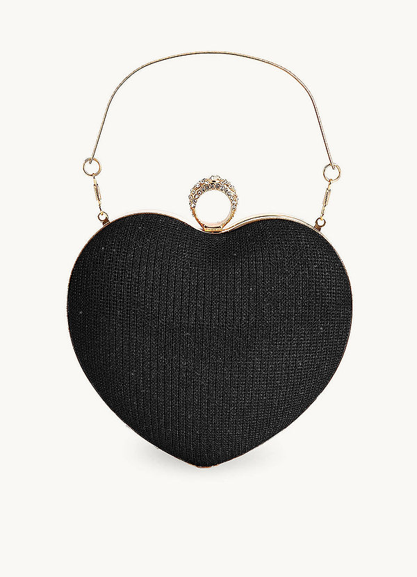 Black Shimmering Heart Clutch | Azazie CA