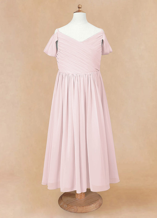 Blushing Pink Azazie Chelle Blushing Pink A-Line Pleated Chiffon Dress ...