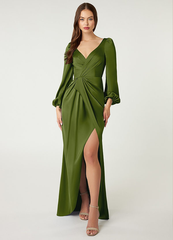 Azazie Mel Stretch Satin Dress Juniper Bridesmaid Dresses | Azazie CA