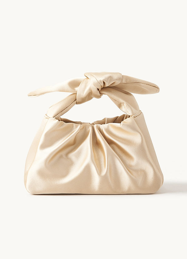 Gold Satin Knotted Handle Handbag | Azazie CA