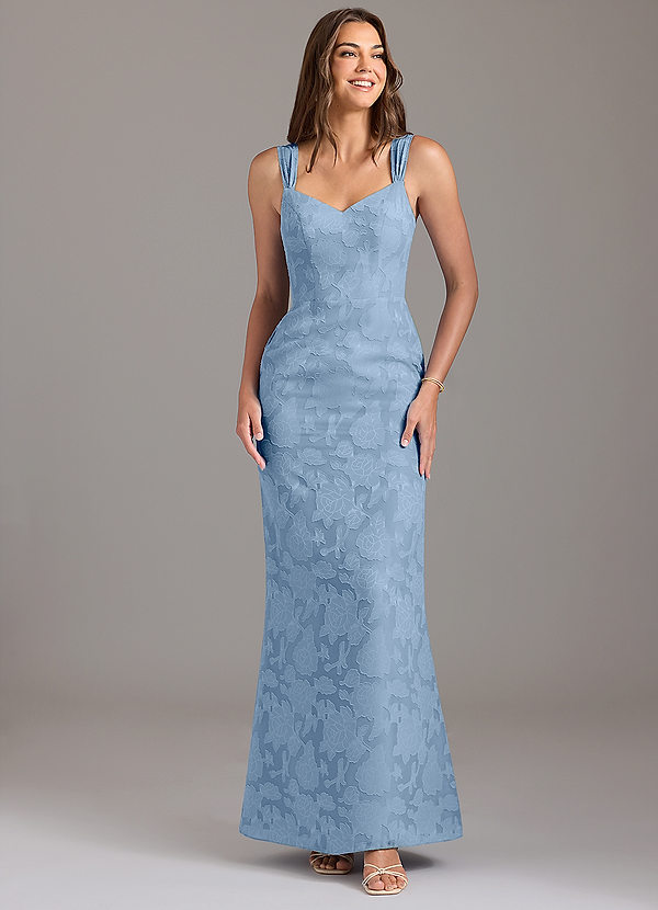 Azazie Denice Powder Blue Floral Burnout Bridesmaid Dresses | Azazie