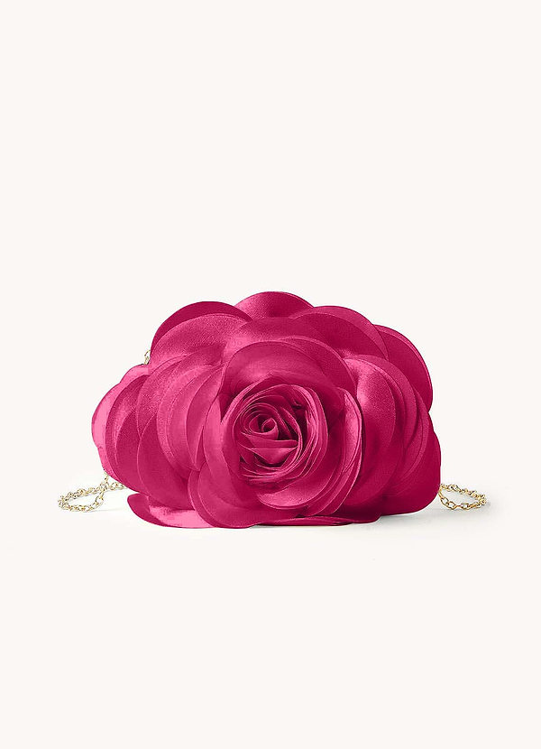 Fuchsia 3D Rose Shoulder Bag | Azazie