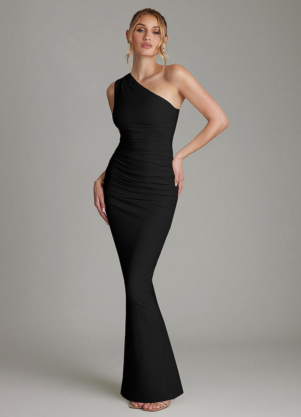 Azazie Shanice Black Premium Stretch Jersey Bridesmaid Dresses | Azazie