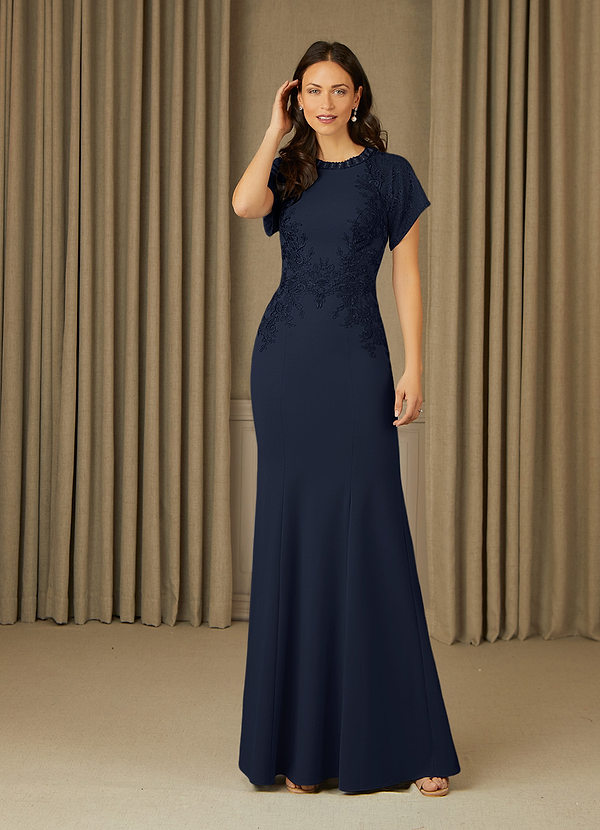 Azazie Adonna Dark Navy Mermaid Lace Dress Sample Dress | Azazie