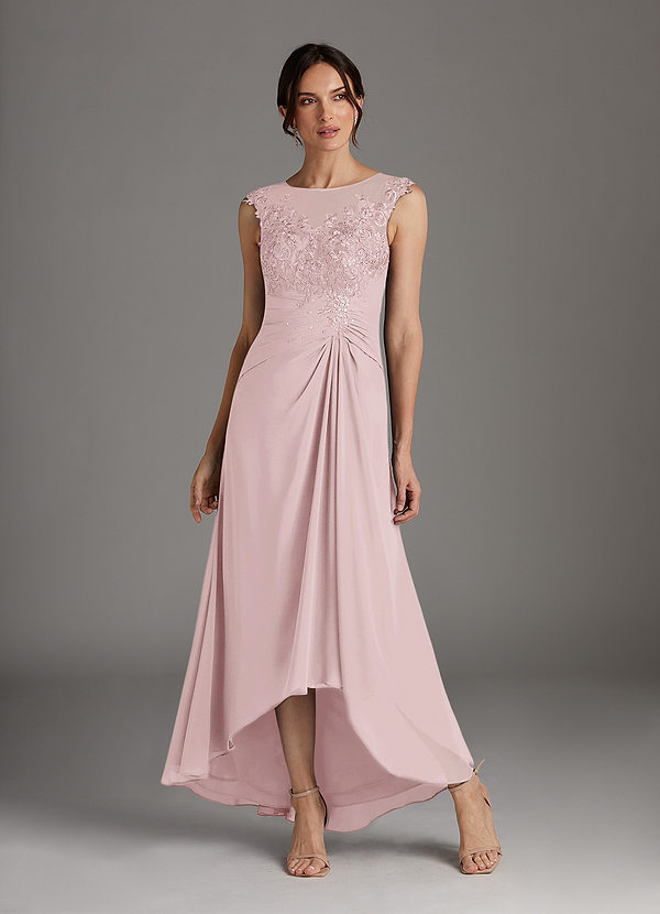 Rose Pâle Azazie Endora Robe Trapèze en Mousseline de soie Dentelle à ...