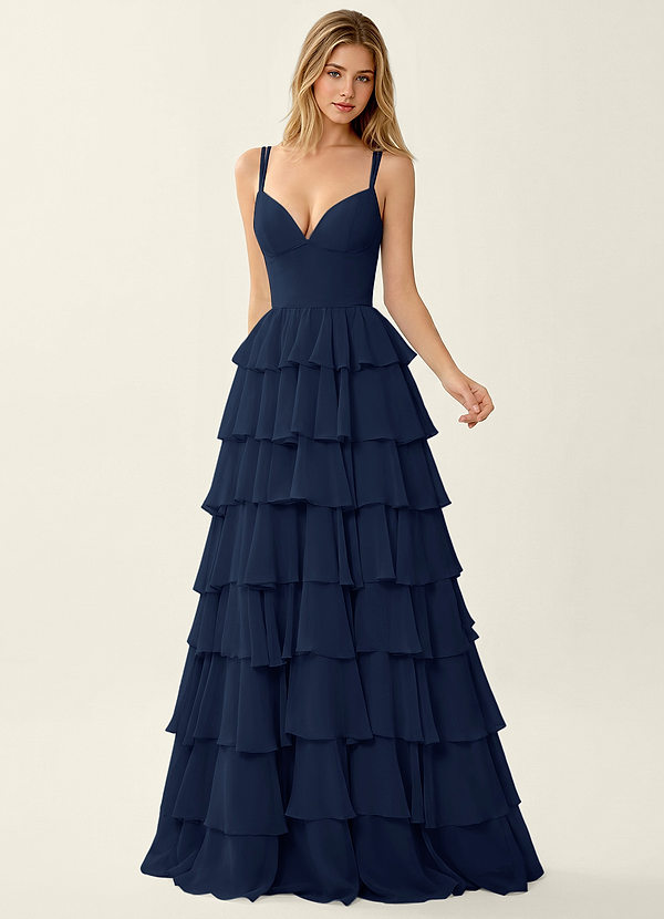 Celeste Navy Ruffled A-line Prom Dress Prom and Homecoming Dresses ...