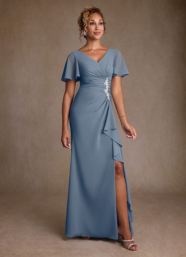 Azazie Suffolk Twilight A-Line Pleated Chiffon Dress | Azazie CA