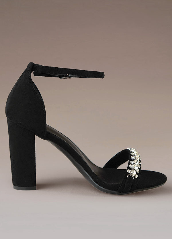 Ankle Crystal Strap Black Heeled Sandals Shoes | Azazie