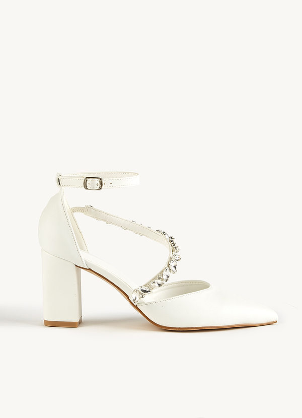 Crystal Strap Pointed Toe Block Heels Shoes | Azazie UK