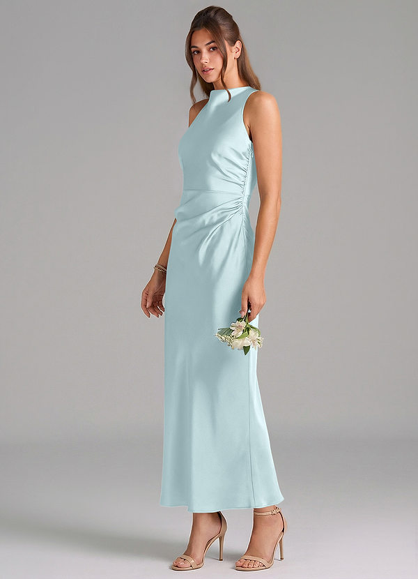 Azazie Evadne Mist Stretch Satin Bridesmaid Dresses | Azazie