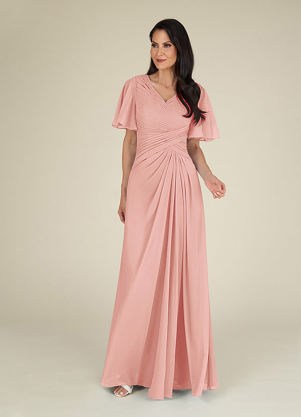 Rosette Azazie Morning Glory Robe A-ligne Col V froncé Longueur ras du ...