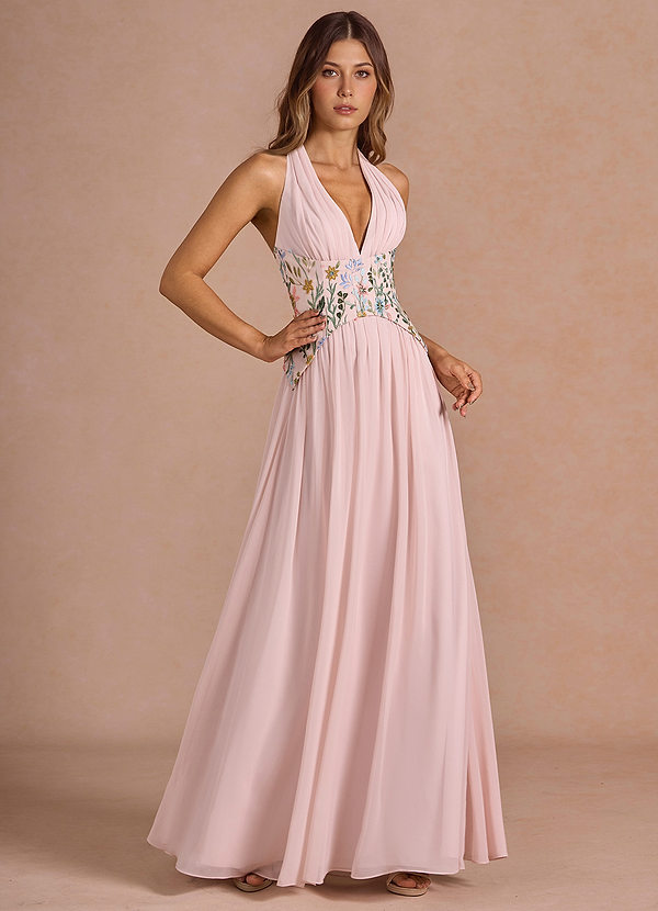 Ellis Blush Pink Multi Maxi Dress | Azazie