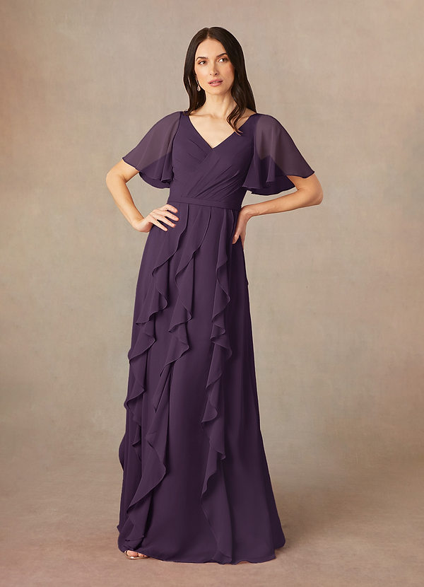 Prune Azazie Watson Robe A-ligne Col en V Longueur ras du sol ...