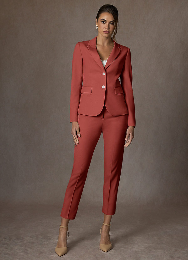 Whitney Terracotta Structured Stretch Cropped Pants Suit | Azazie CA