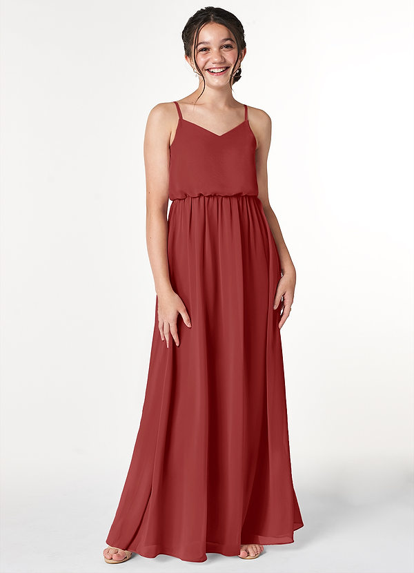 Rust Azazie Sandra JBD Junior Bridesmaid Dresses | Azazie