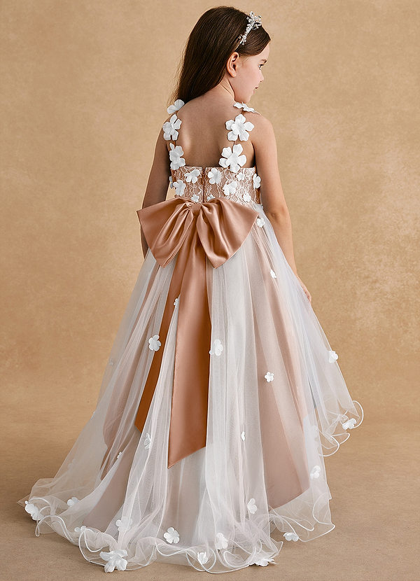 Azazie Celia Robe A-ligne en Tulle Dentelle Champagne Rose robes de ...