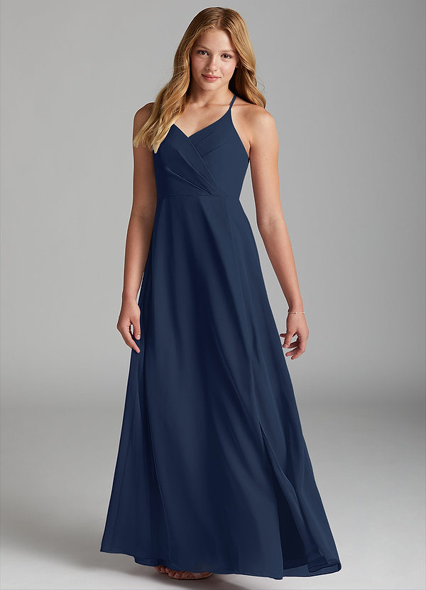 Azazie Davis Junior Bridesmaid Dress in Dark Navy | Azazie CA
