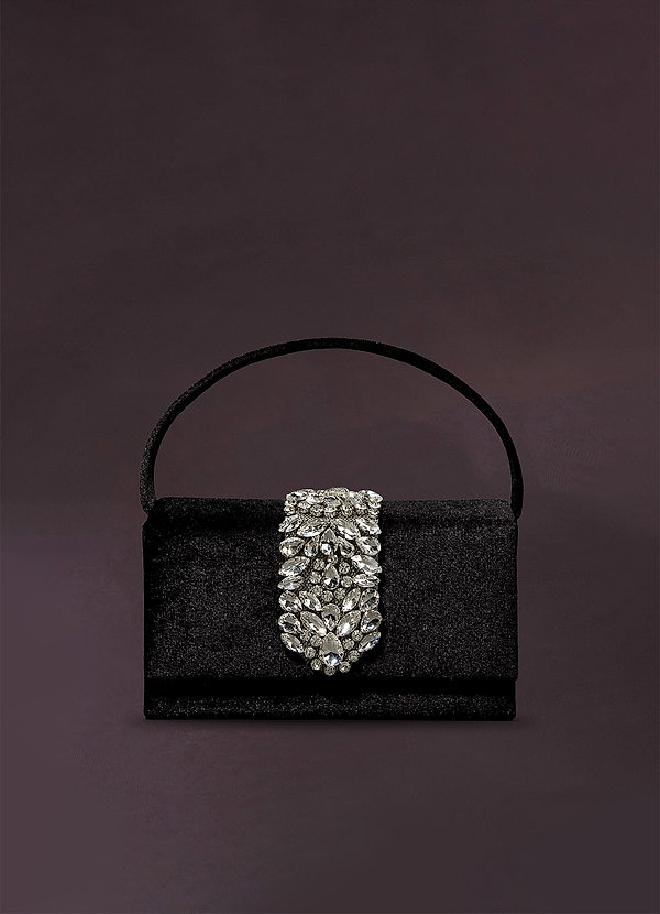 Black Premium Velvet Rhinestone Handbag | Azazie CA