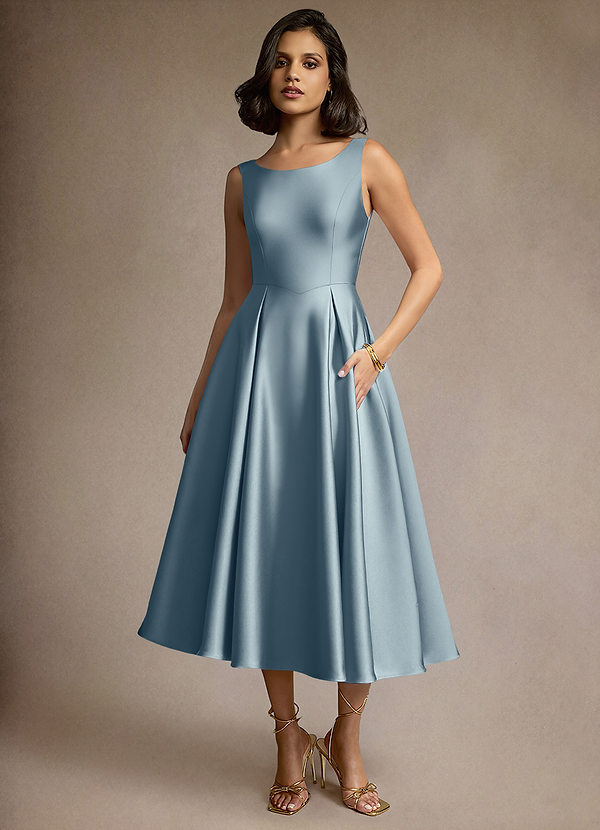 Tamsin Powder Blue Midi Dress | Azazie UK