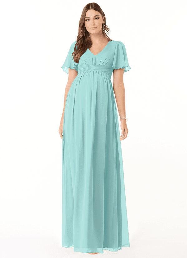 Azazie Verna Aqua Maternity Bridesmaid Dresses | Azazie