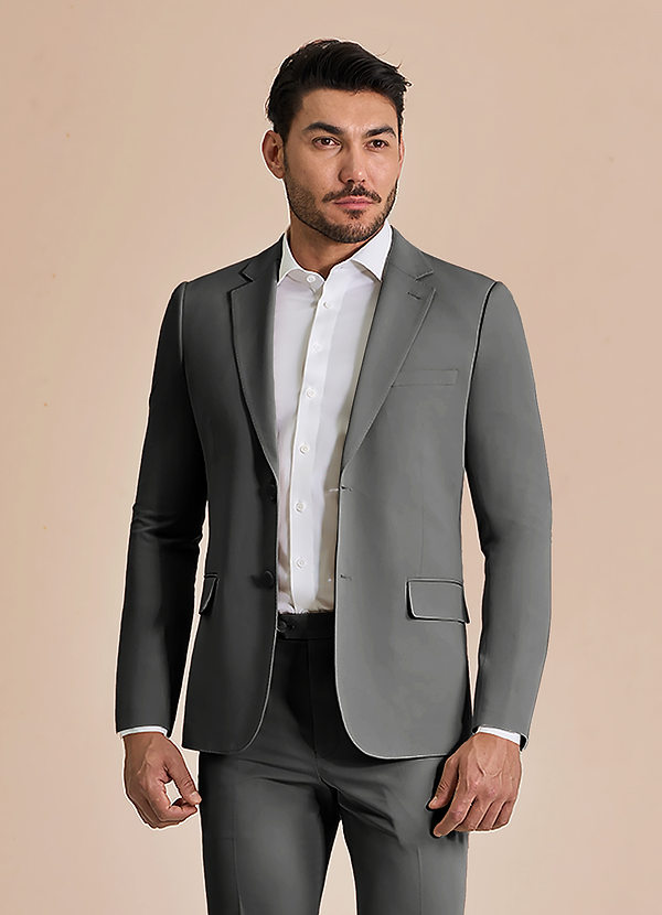 William Charcoal Comfort Blend Suit Jacket | Slim Long Suit Jackets ...