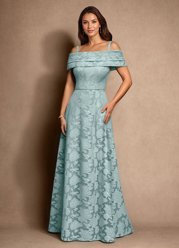 Azazie New Britain Mist A-Line Pleated Floral Burnout Dress | Azazie CA