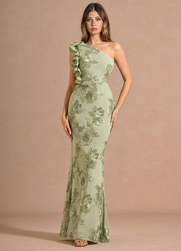 Vestido Verde Claro Largo Jezebel Vestidos de taller in Verde Claro ...