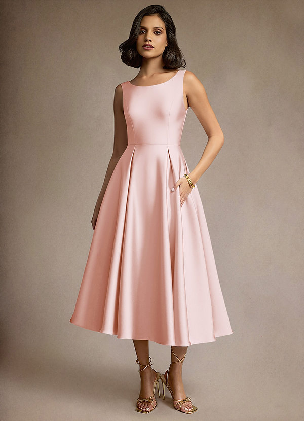 Tamsin Blush Pink Midi Dress | Azazie UK