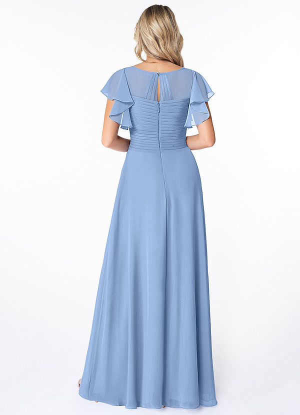 Steel Blue Modest Bridesmaid Dresses Azazie