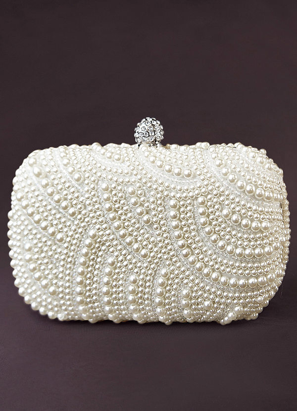 White Pearl Embellished Clutch Bags | Azazie
