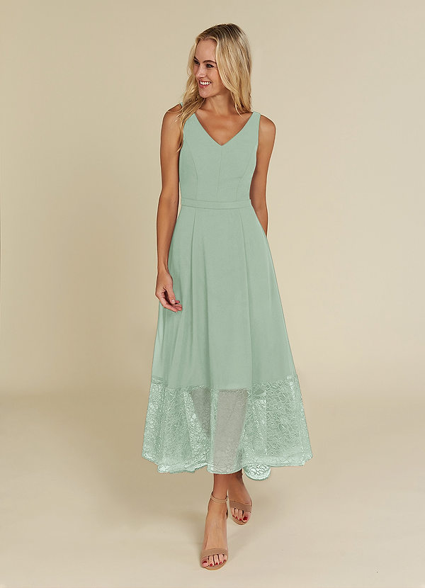 Agave Azazie Dubrow Agave A-Line Lace Chiffon Dress | Azazie