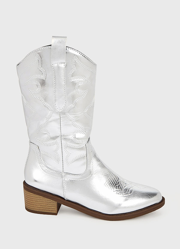 Silver Metallic Cowboy Boots | Azazie CA
