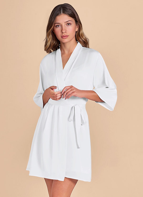 White 2-Piece Satin Robe and Slip Set Robes | Azazie CA
