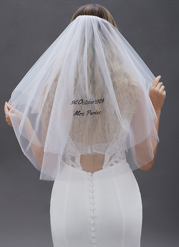 Lilith Personalized Shoulder Length Veil With Blusher Gifts | Azazie