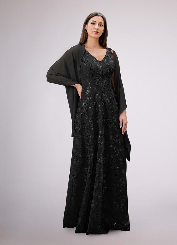 Upstudio Augusta Black A-Line Sequins Lace Dress | Azazie CA
