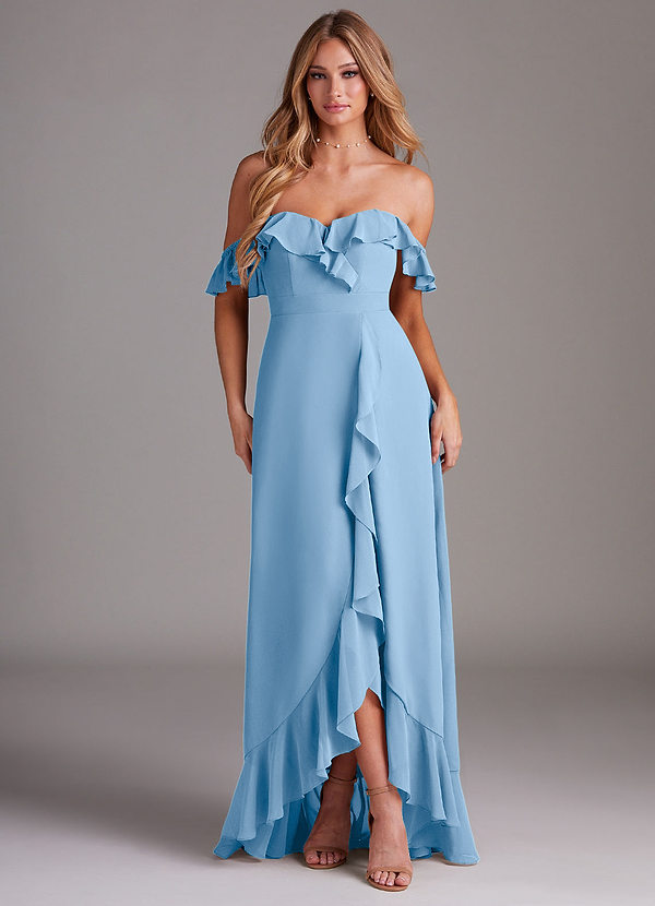 Azazie Lyra Powder Blue Chiffon Bridesmaid Dresses | Azazie