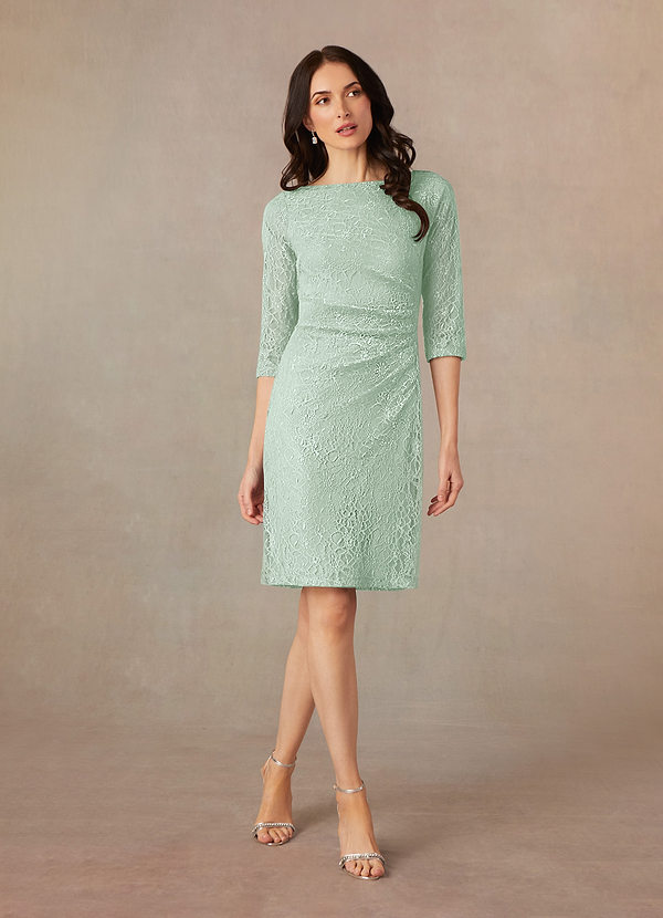 Azazie Lola Agave Sheath Lace Dress | Azazie
