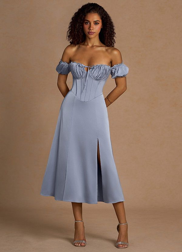 Thaïs Powder Blue Midi Dress | Azazie