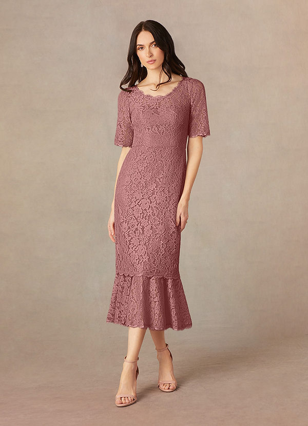 Azazie Lisa Desert Rose Mermaid Lace Dress Ready to Ship | Azazie CA