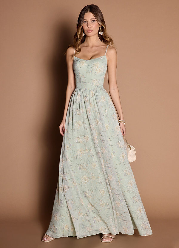 Paulina Menta Multi Maxi vestito | Azazie