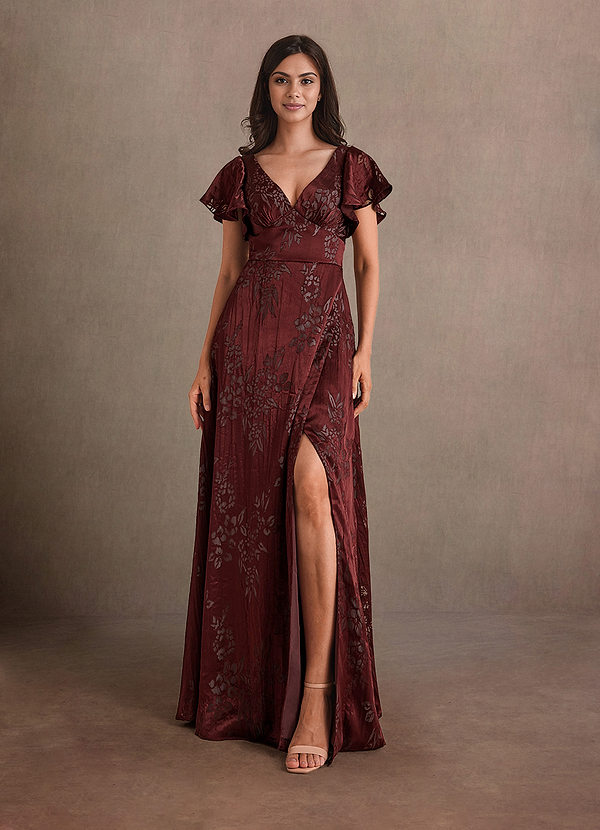 Vicky Wine Maxi Dress | Azazie