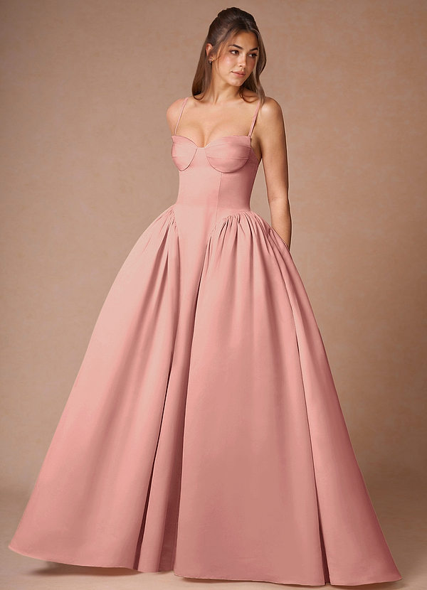 Relana Blush Pink Sleeveless Bandeau Ballgown | Azazie